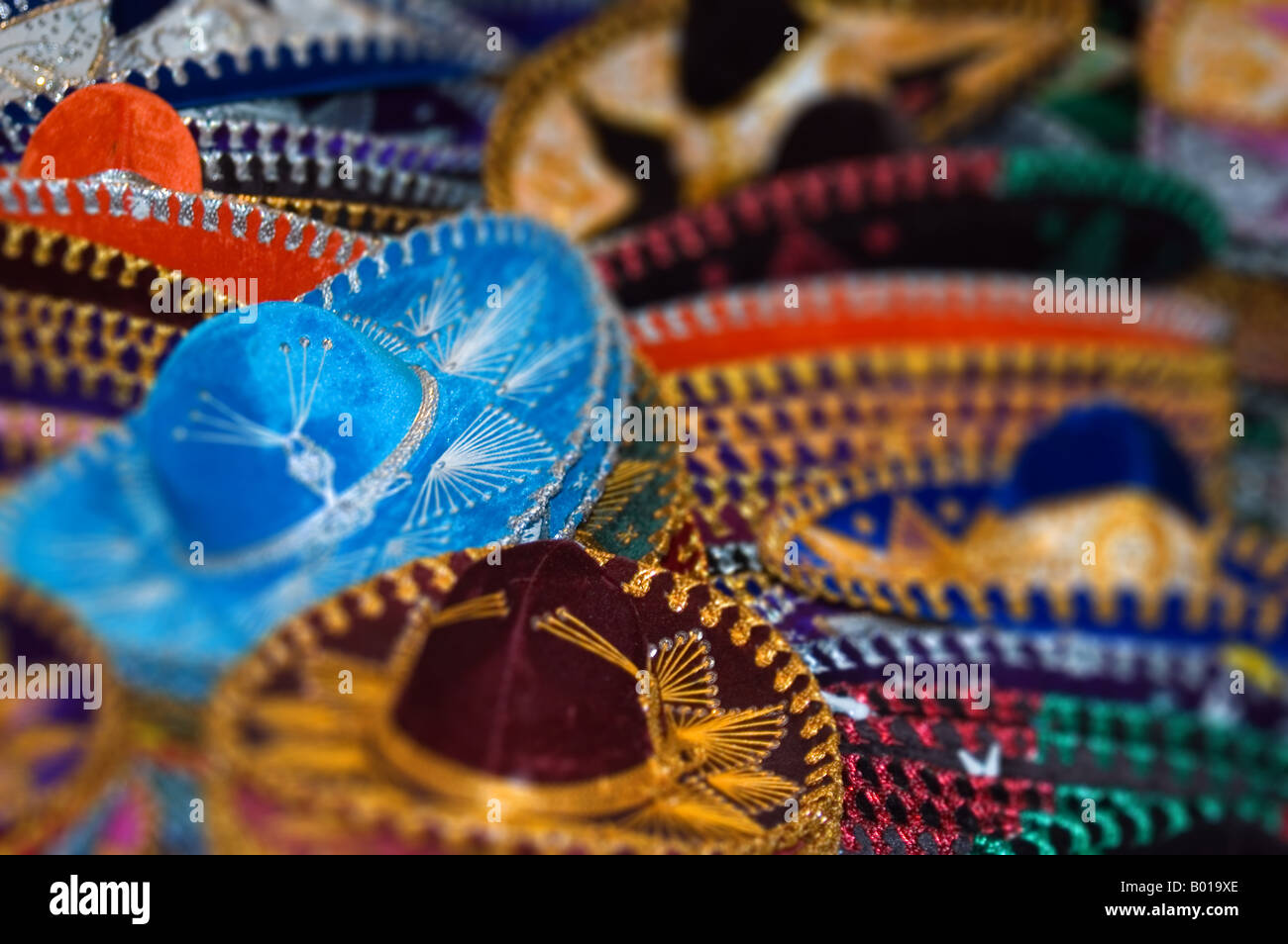 Traditional mexican hats for sale on a display board in the Yucatan ...