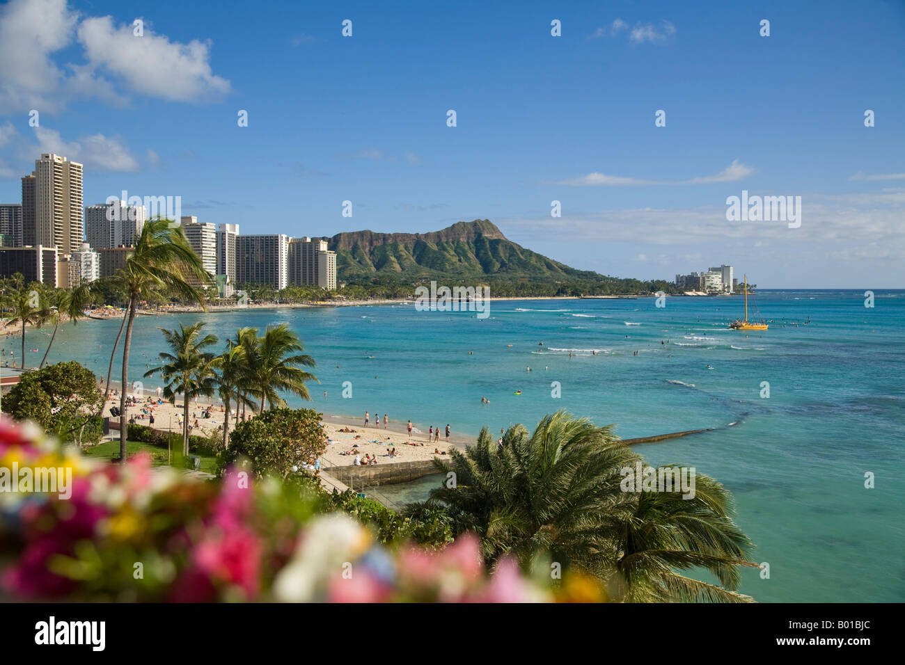 Waikiki Beach Diamond Head Oahu Hawaii Stock Photo - Alamy