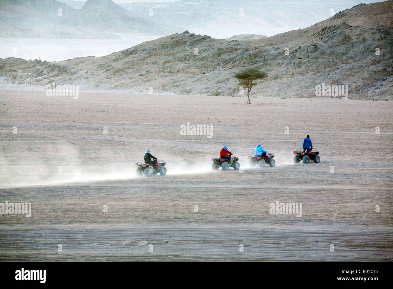 Quads at dusk ride throught the Sinai Desrt Egypt Stock Photo - Alamy