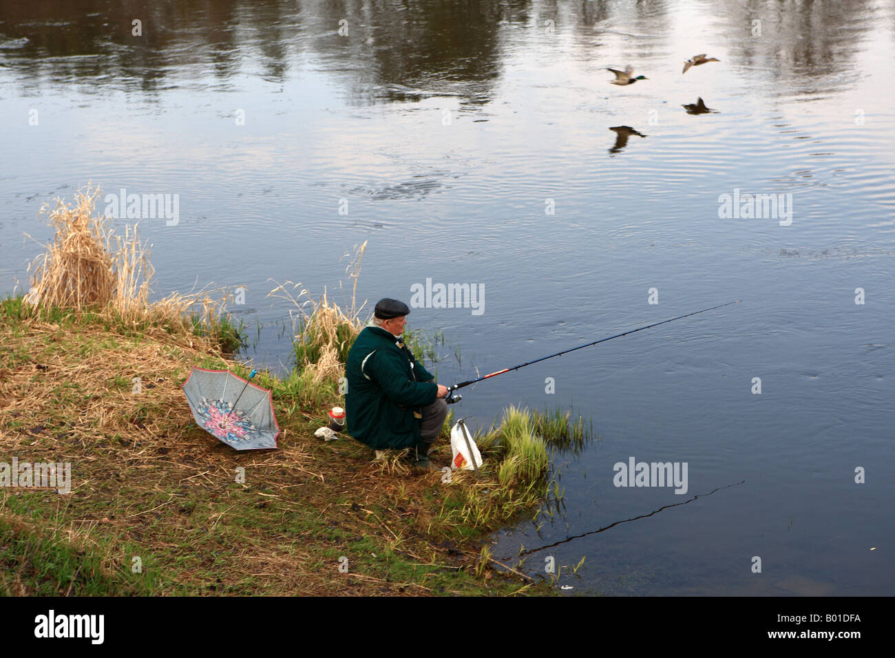 Fisherman at the Nemunas river Druskininkai Lithuania Stock Photo - Alamy