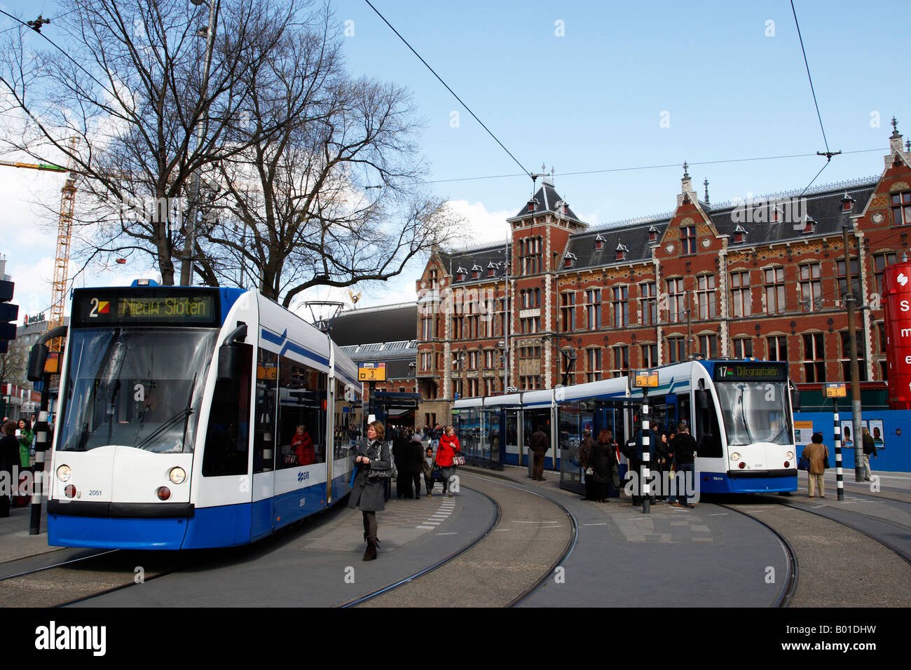 trams outside the centraal station stationsplein amsterdam netherlands ...