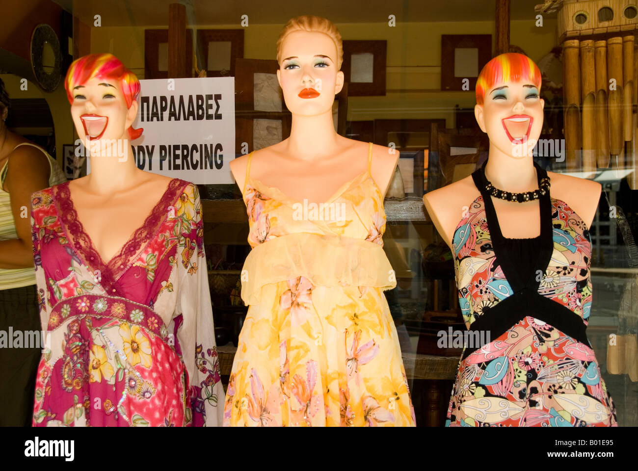Three Happy Jolly Laughing Mannequins Shop Dummies in Colourful Dress ...