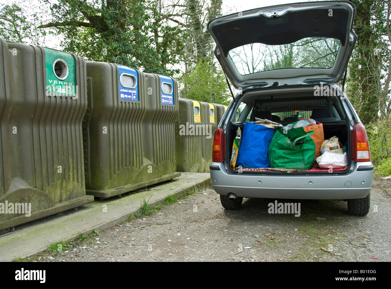 Stock photo of an open car boot full of bags of recycling Stock Photo ...