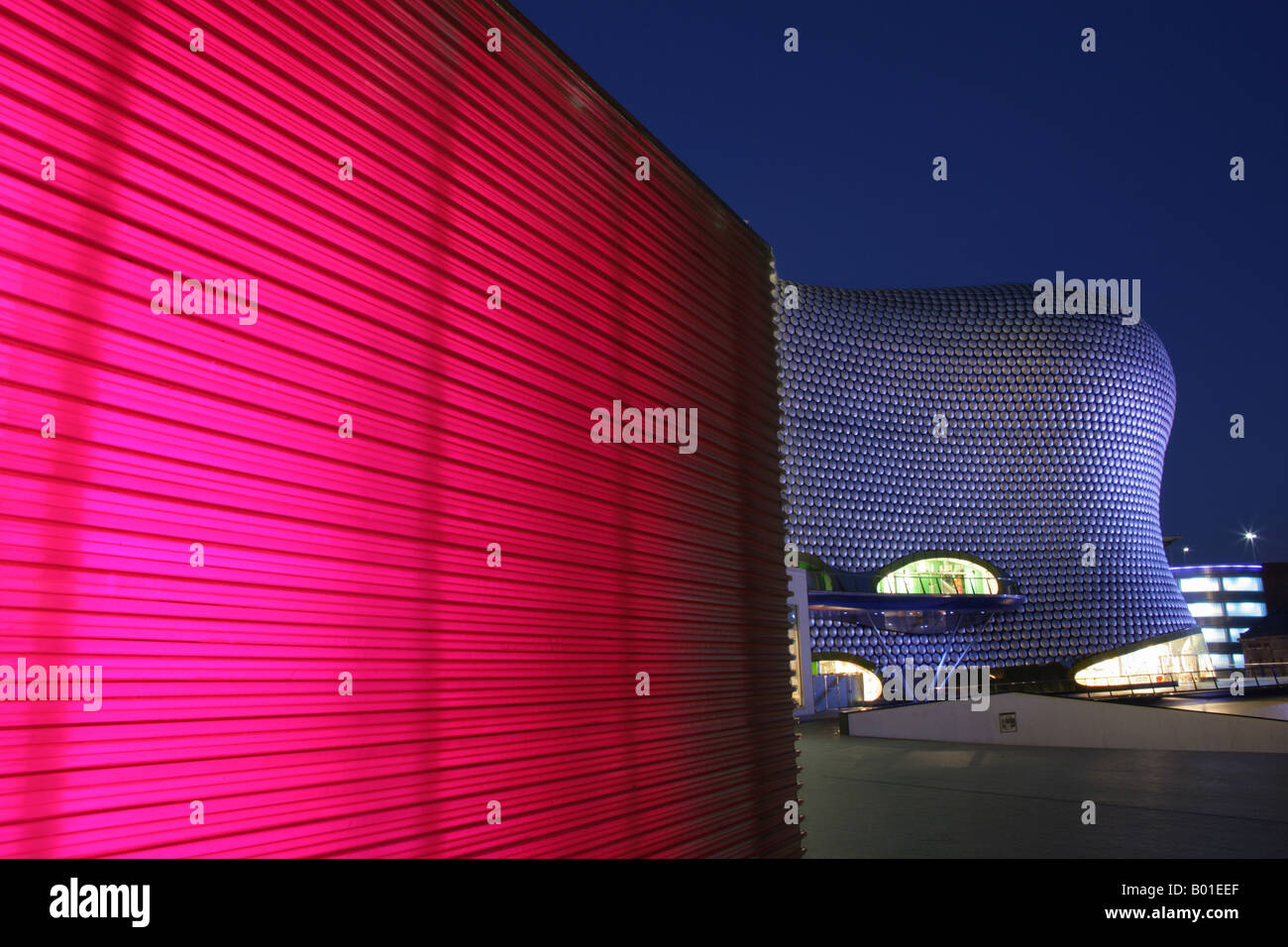 City of Birmingham, England. Night view of the St Martin’s Square art ...