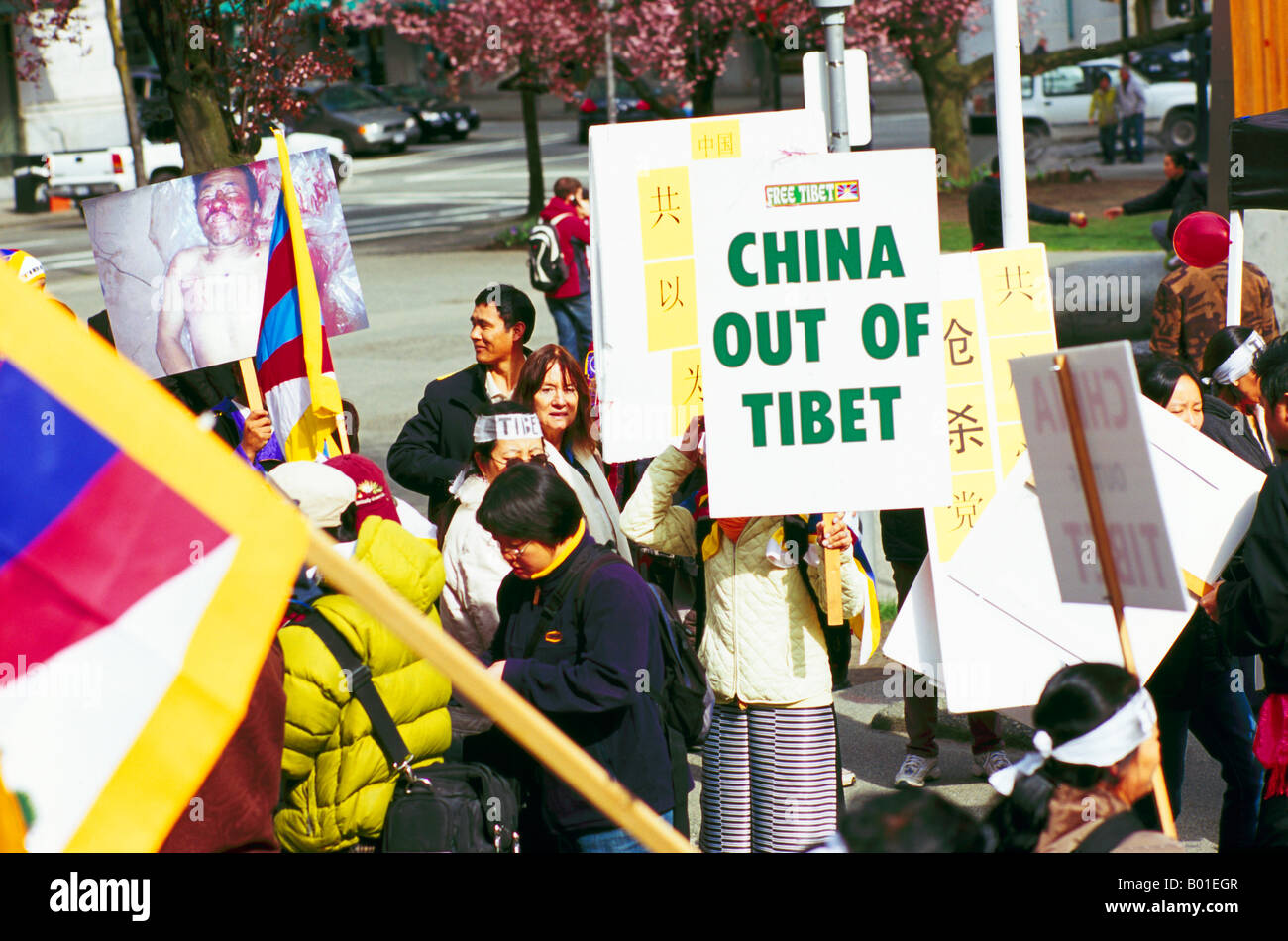 Peaceful "Free Tibet" Protest Demonstration held in Vancouver British ...