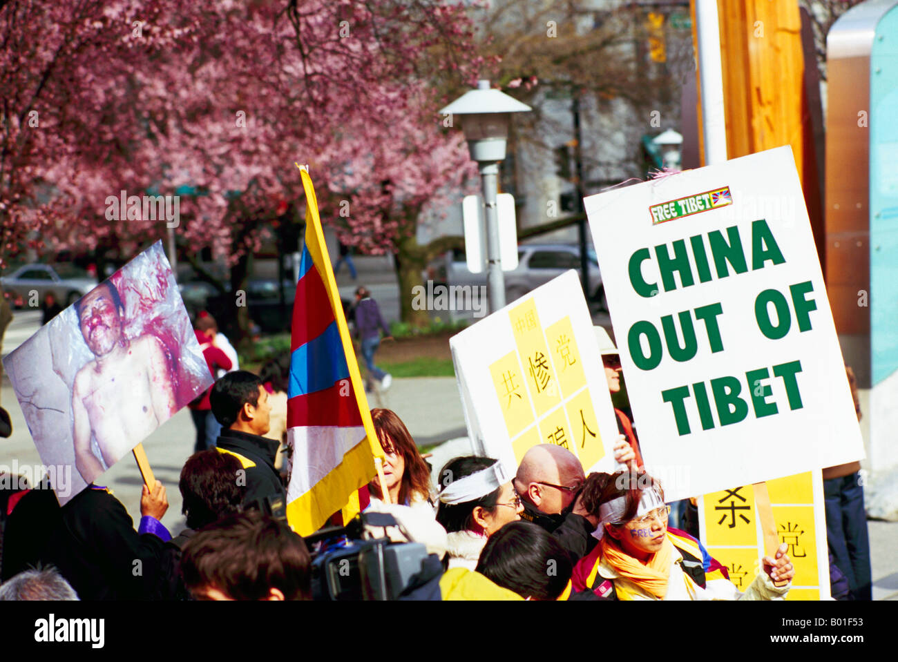 Peaceful "Free Tibet" Protest Demonstration held in Vancouver British ...