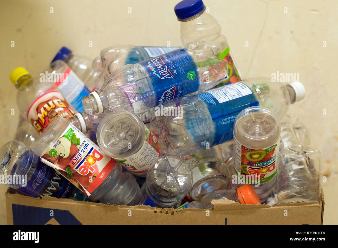 Empty plastic bottles in a box Stock Photo - Alamy