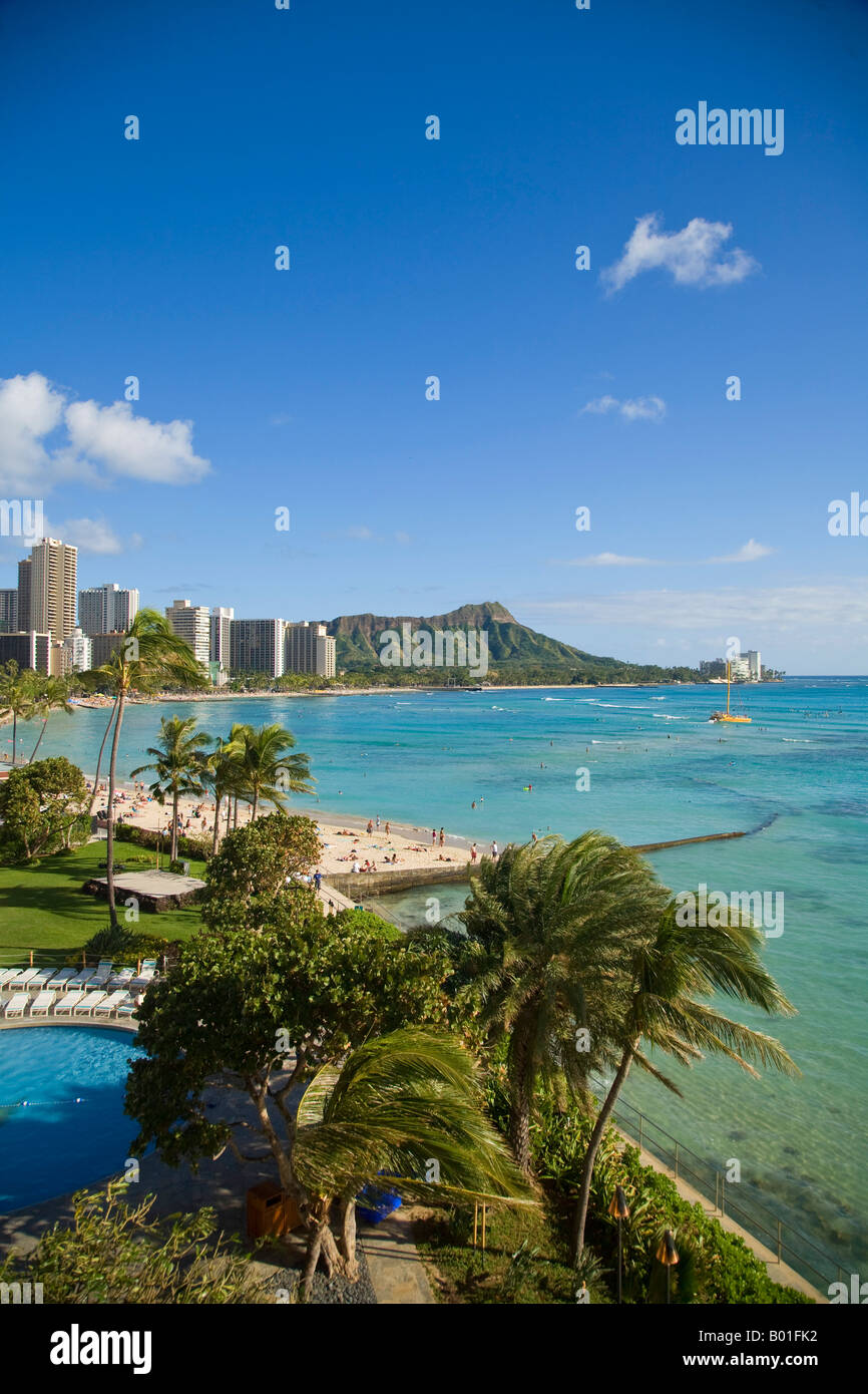 Waikiki Beach Diamond Head Oahu Hawaii Stock Photo - Alamy
