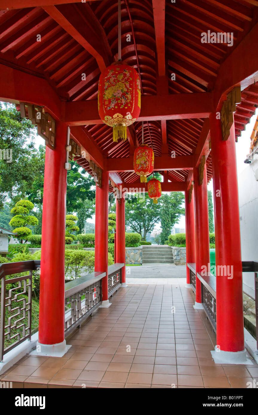 Red covered Chinese entrance walkway Stock Photo - Alamy
