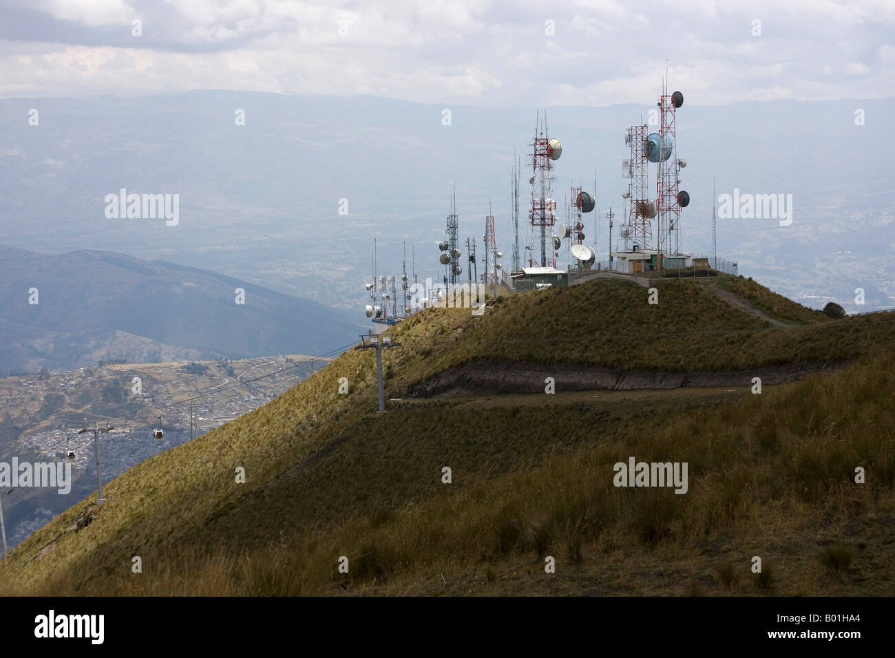 Radio and Television aerials relay station above Quito, Ecuador on ...