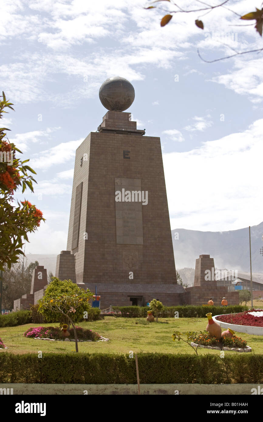 Landmark, monument la mitad del mundo, Ecuador, line marking the ...