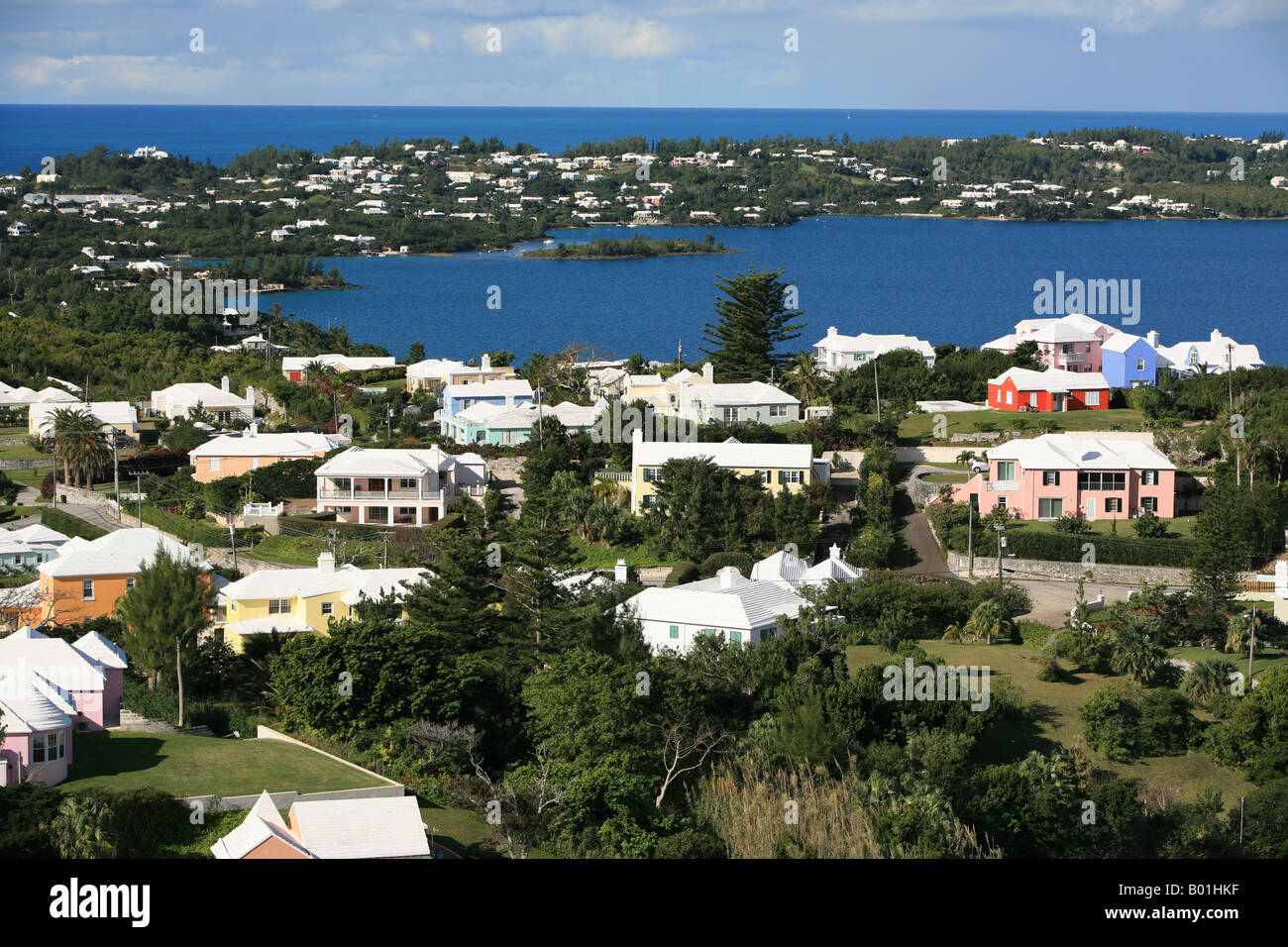 pastel coloured houses on Bermuda Stock Photo - Alamy