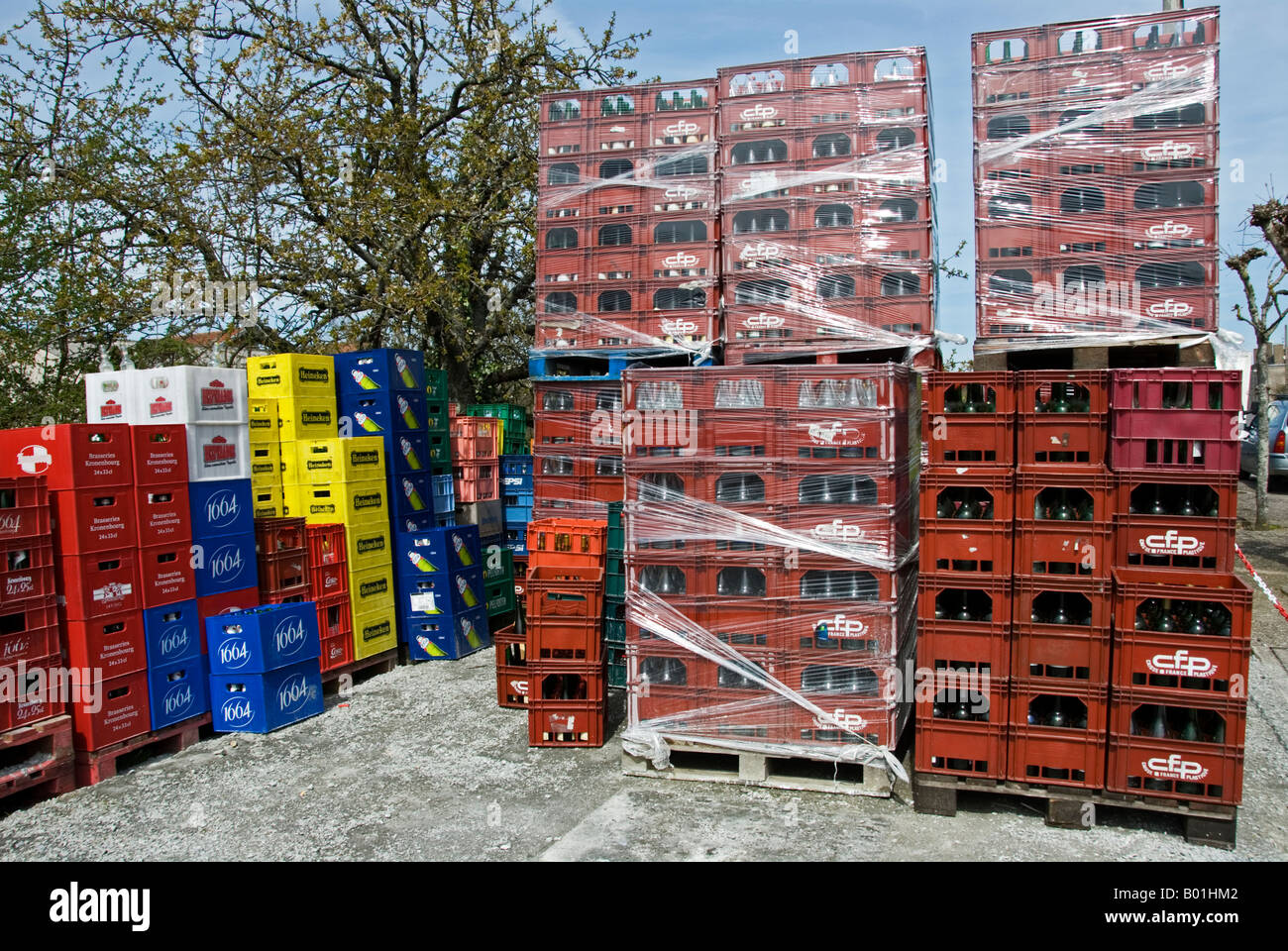 Stock photo of crates of used glass bottles ready to be recycled Stock ...