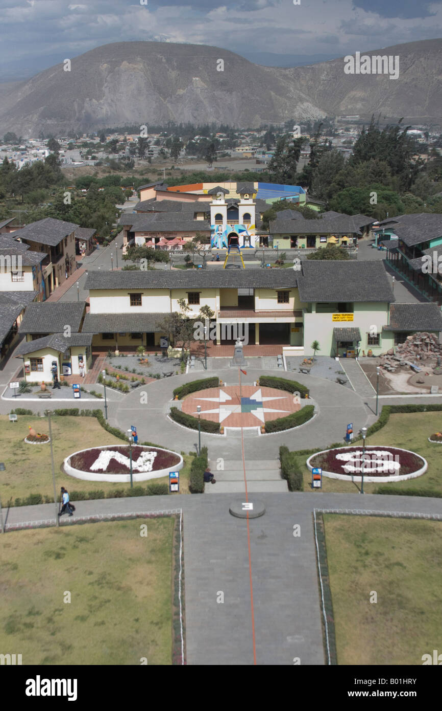 View from top of monument la mitad del mundo, Ecuador, line marking the ...