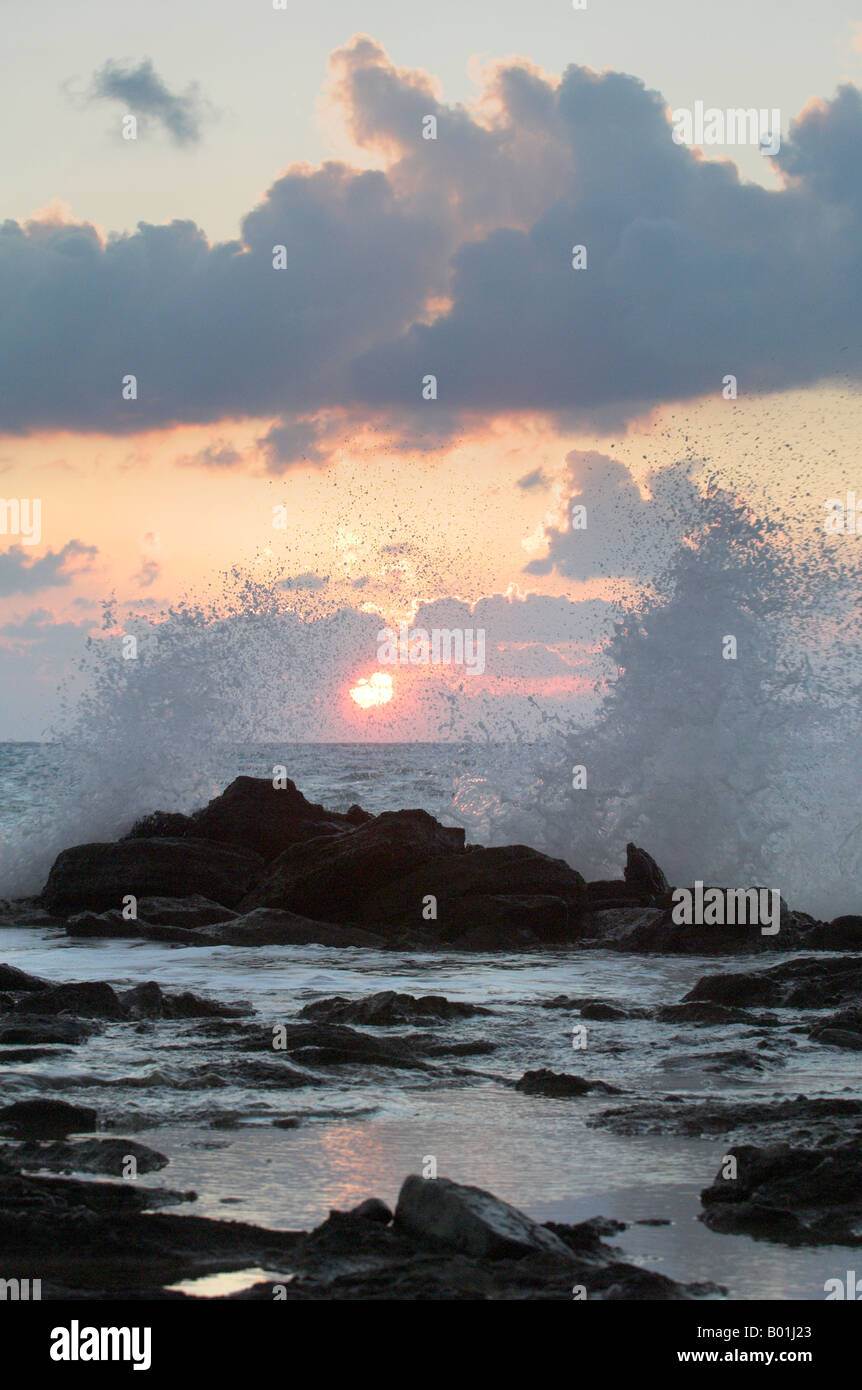 Waves crashing over rocks at the beach at Argaka, north of Polis ...