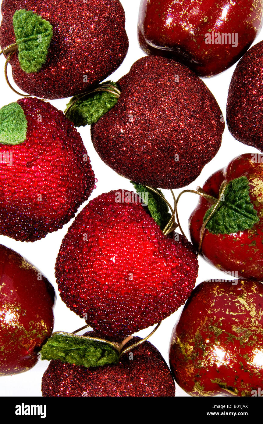 Red apple-shaped Christmas tree decorations Stock Photo - Alamy