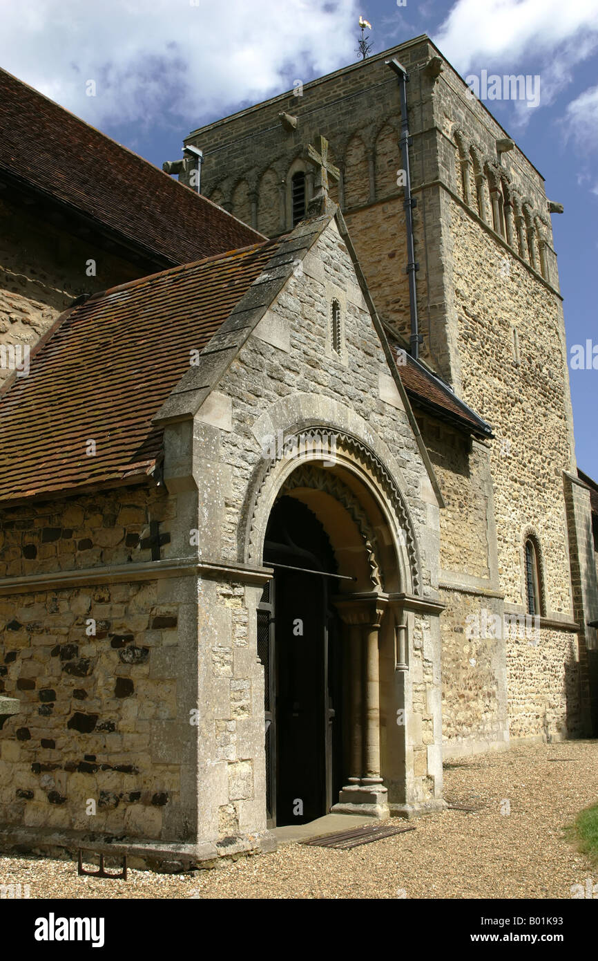 Entrance and tower of St Michael's Church, Stewkley, Buckinghamshire ...