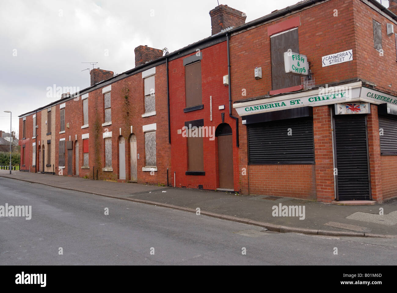 Canberra Street chip shop next to boarded and secured up homes ...