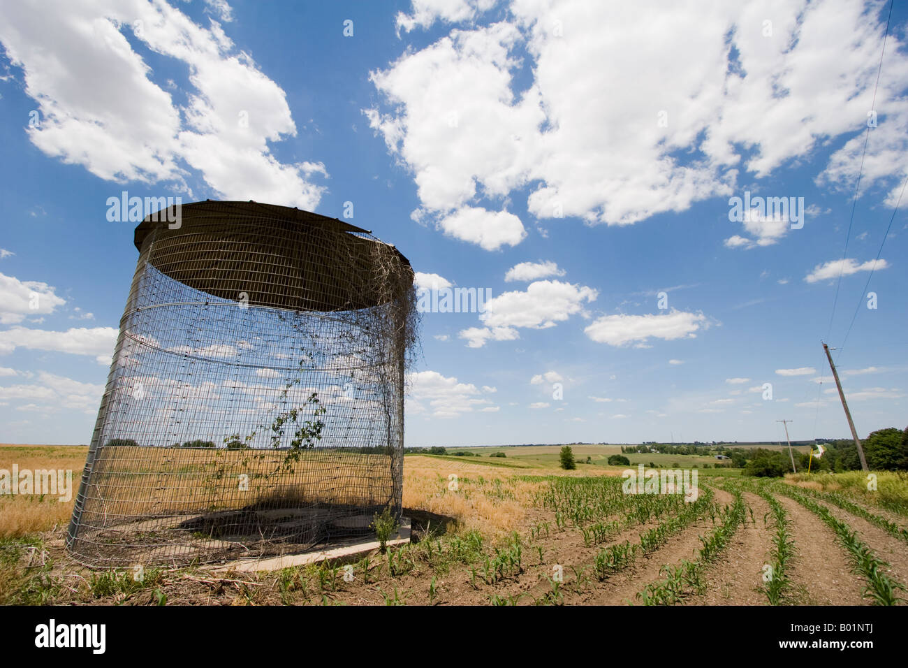 An agrarian enclosure on a farm in rural Nebraska, USA, June, 2006 ...