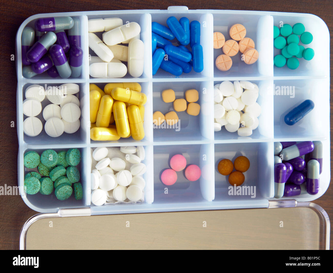 Top view of pill box Stock Photo - Alamy