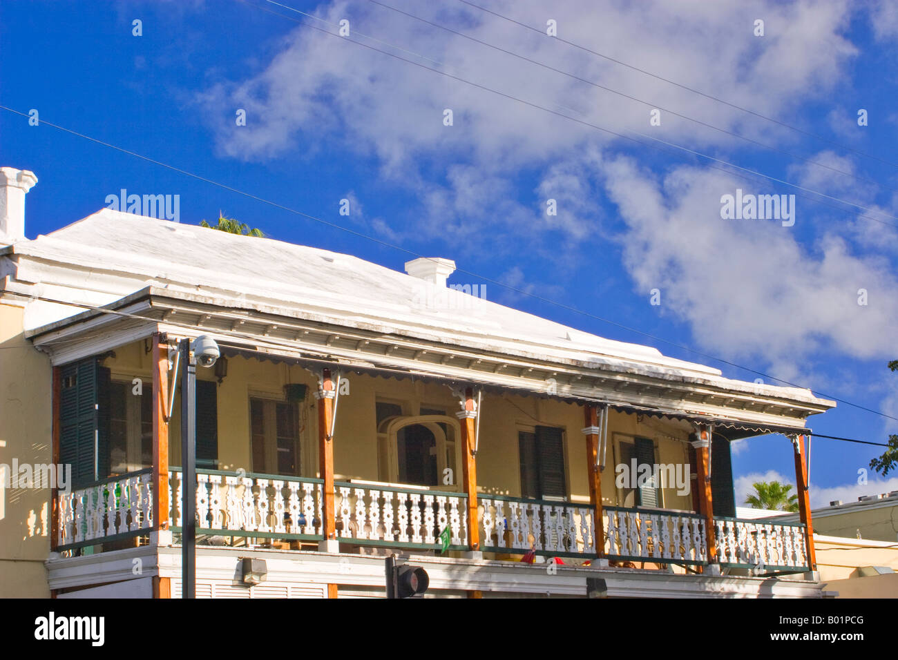 A typical colonial style balcony in Hamilton Stock Photo - Alamy