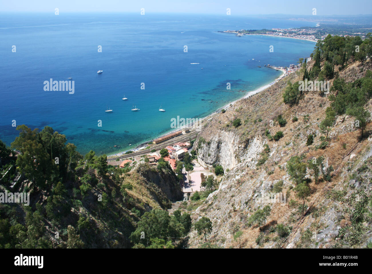 Panoramic View from Piazza IX Aprile, Taormina, Sicily Italy Stock ...