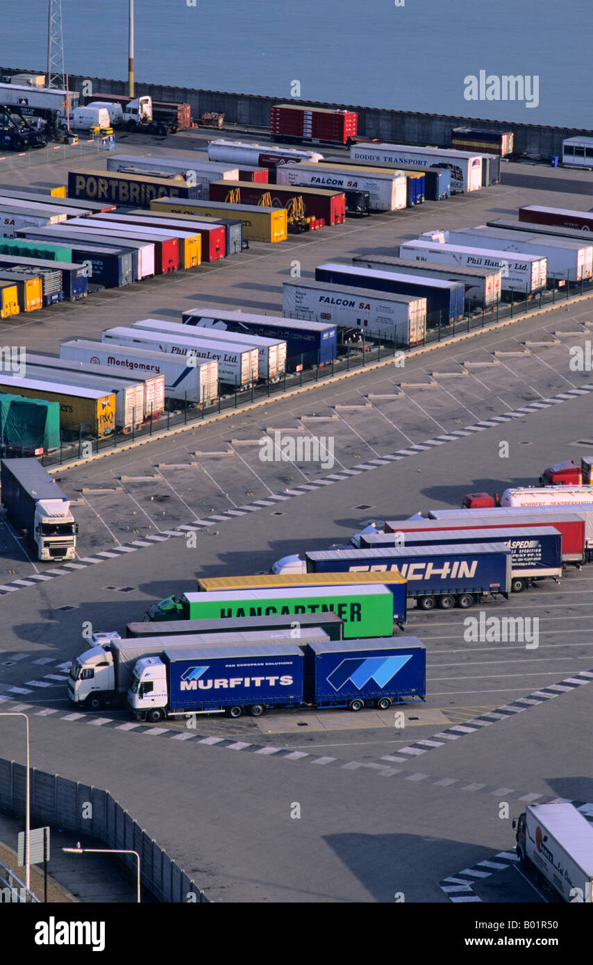 Lorries and containers at Dover Port, Kent, England, UK Stock Photo - Alamy