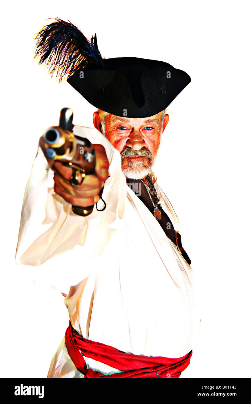 Portrait of a vicious medieval pirate (isolated on white Stock Photo ...