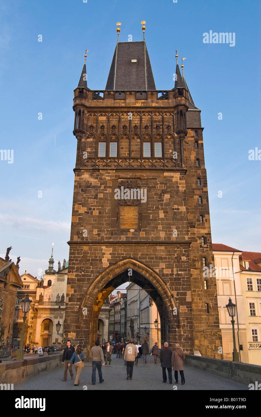 Vertical wide angle of the gothic Old Town Bridge Tower 'Staromestska ...
