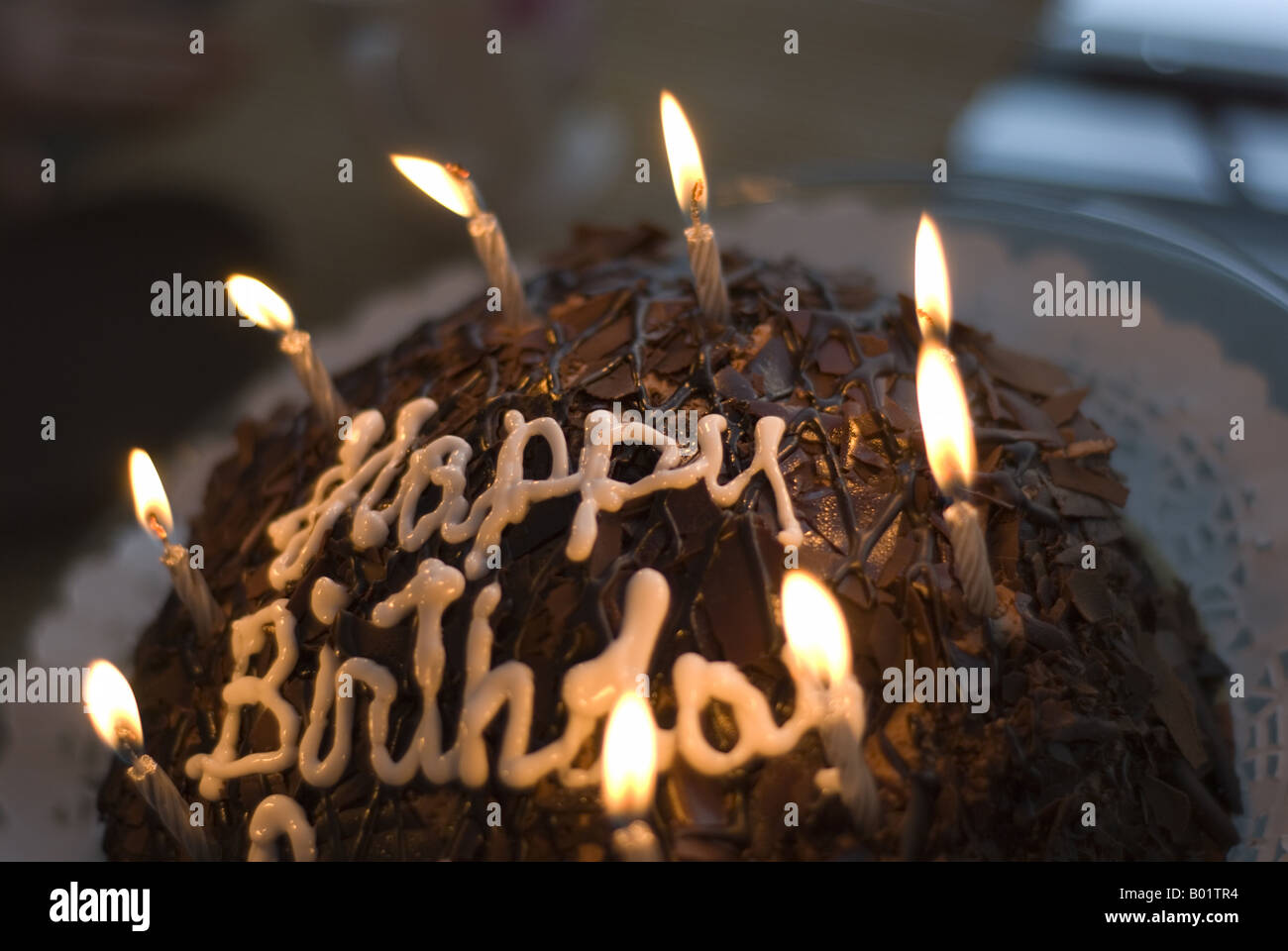 Happy birthday cake with candles Stock Photo - Alamy