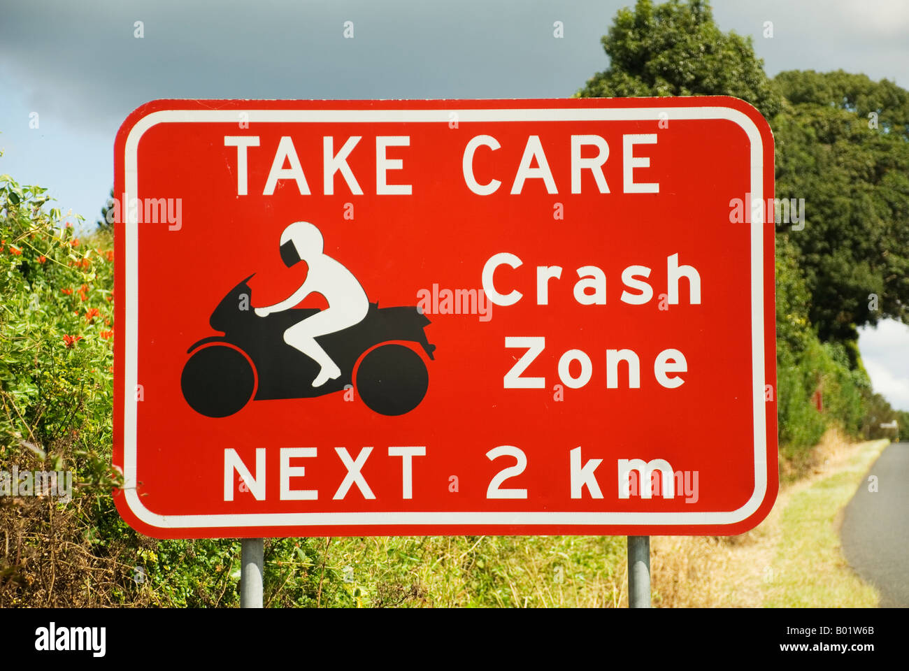 Crash zone road sign Stock Photo - Alamy