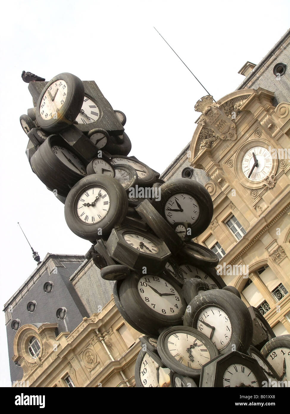 tower of clocks near St Lazare railway station Paris France Stock Photo ...