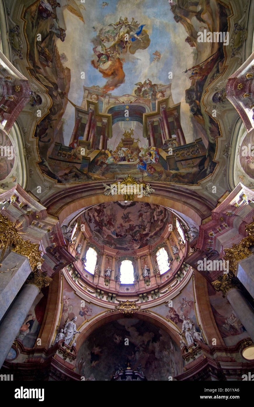 Vertical wide angle of the spectacular paintings and frescoes inside St ...