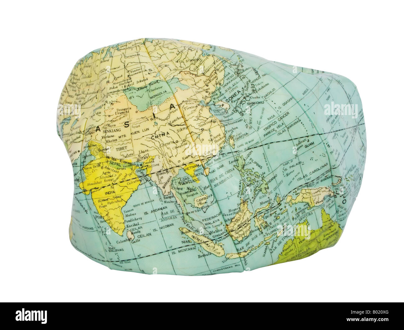 World map deflated globe hi-res stock photography and images - Alamy