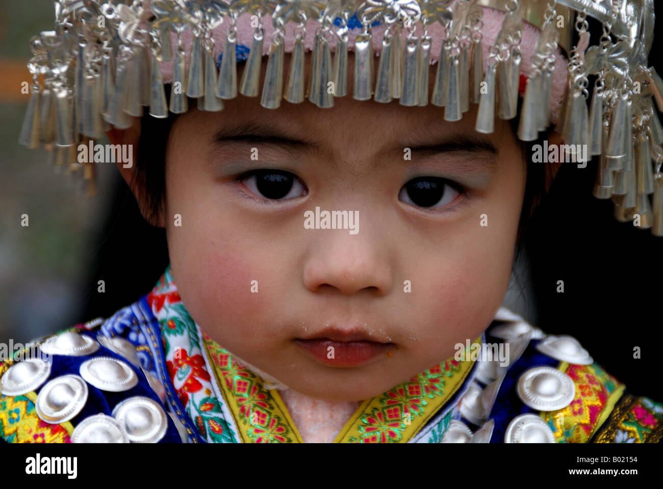 Chinese miao Minority traditional dance festival a girl have ...