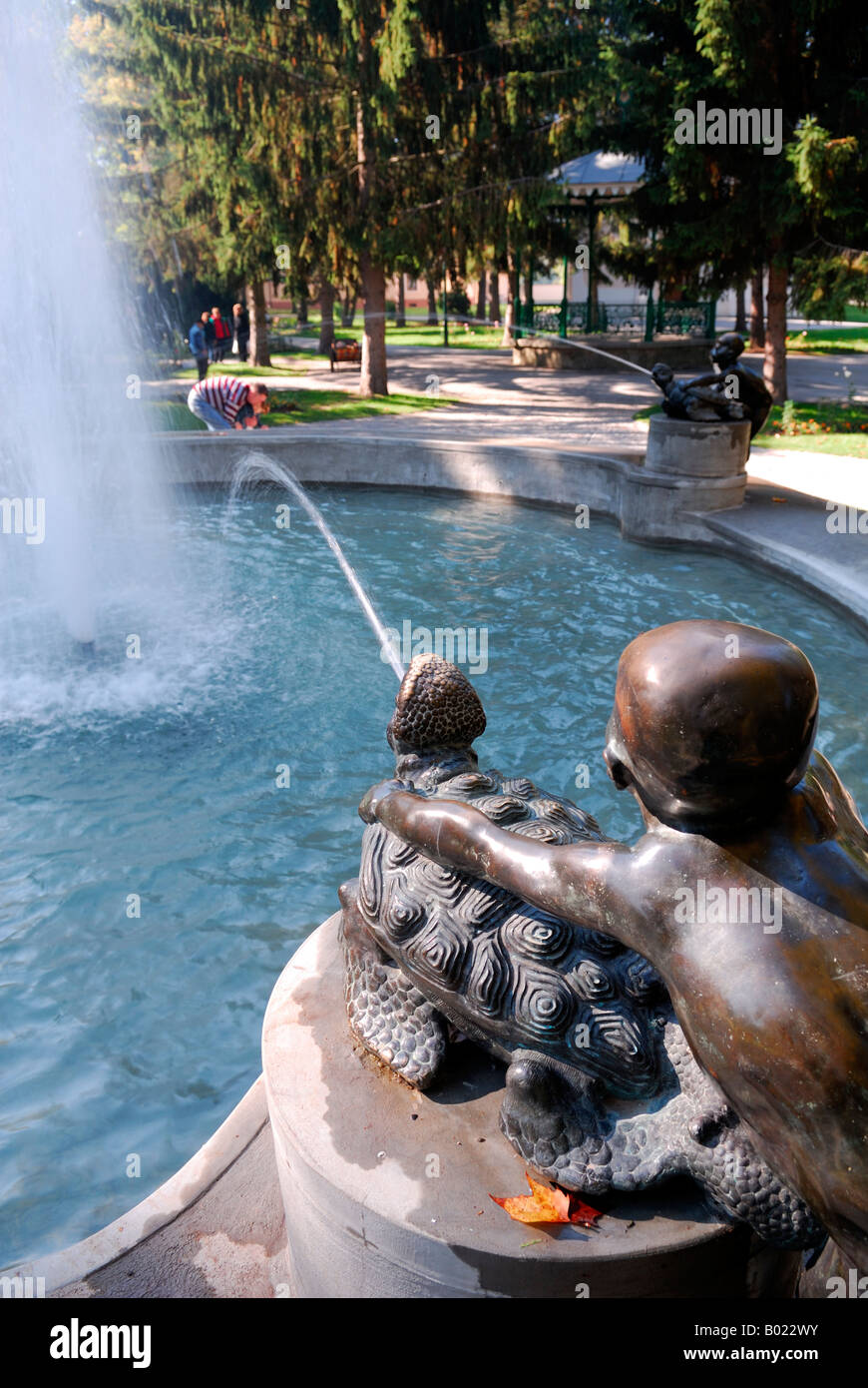 Boy and turtle fountain hi-res stock photography and images - Alamy