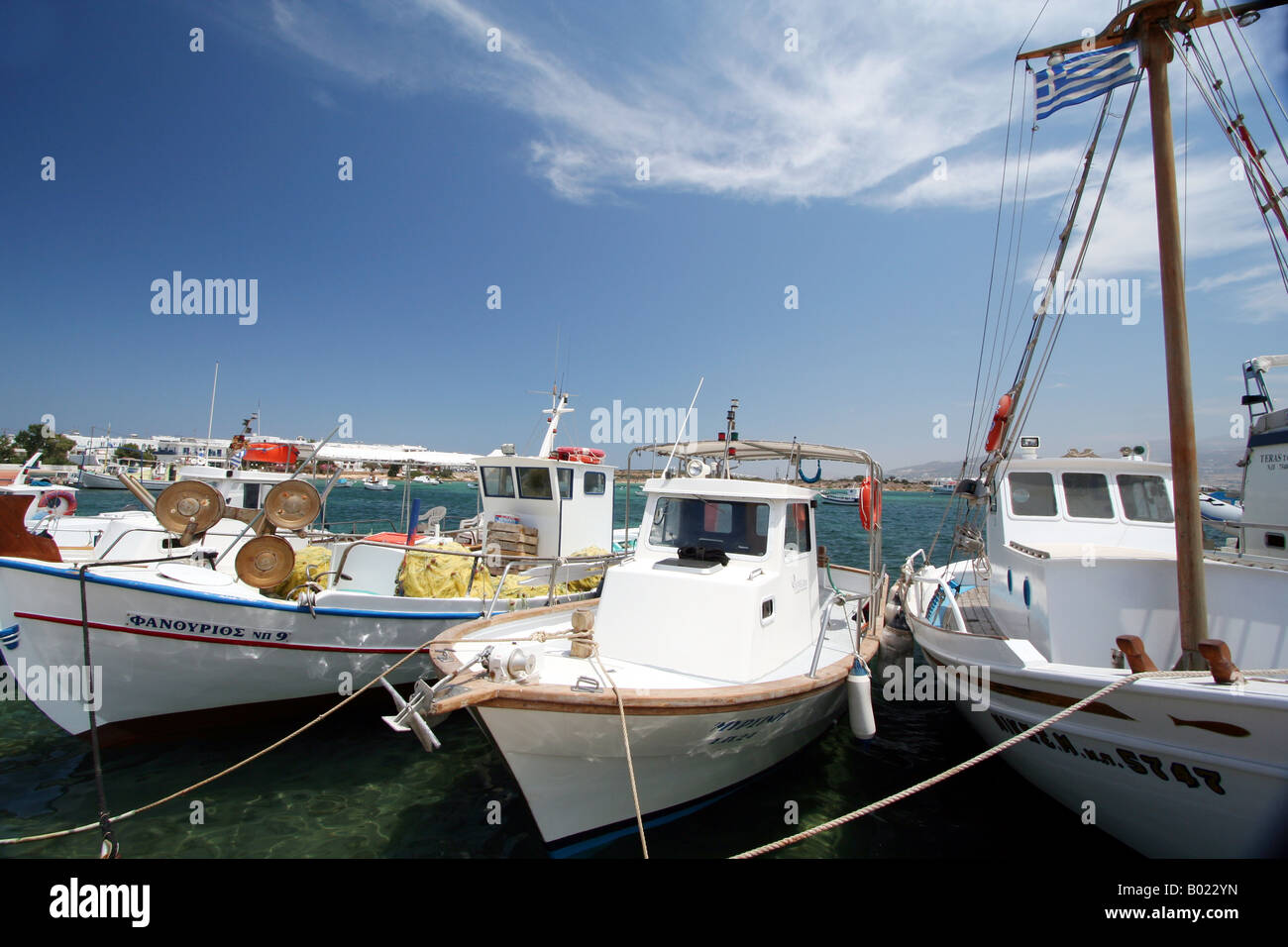 View of the main harbour Antiparos, the Cyclades, Greece Stock Photo ...