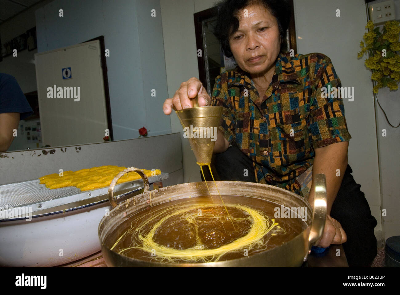Ko Kred island. Bangkok. Thailand. Making Foi Thong sweets Stock Photo ...