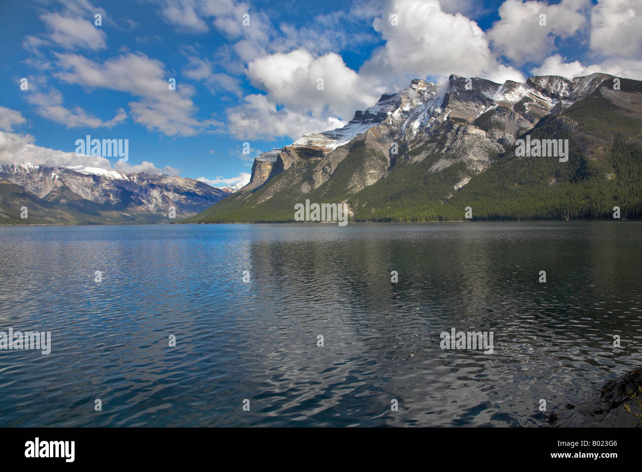 Northern mountains surrounding the magic lake covered by an easy ...