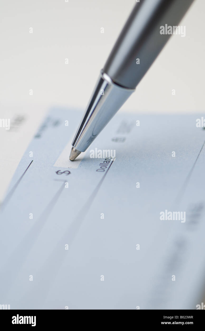 Writing check close up pay hi-res stock photography and images - Alamy