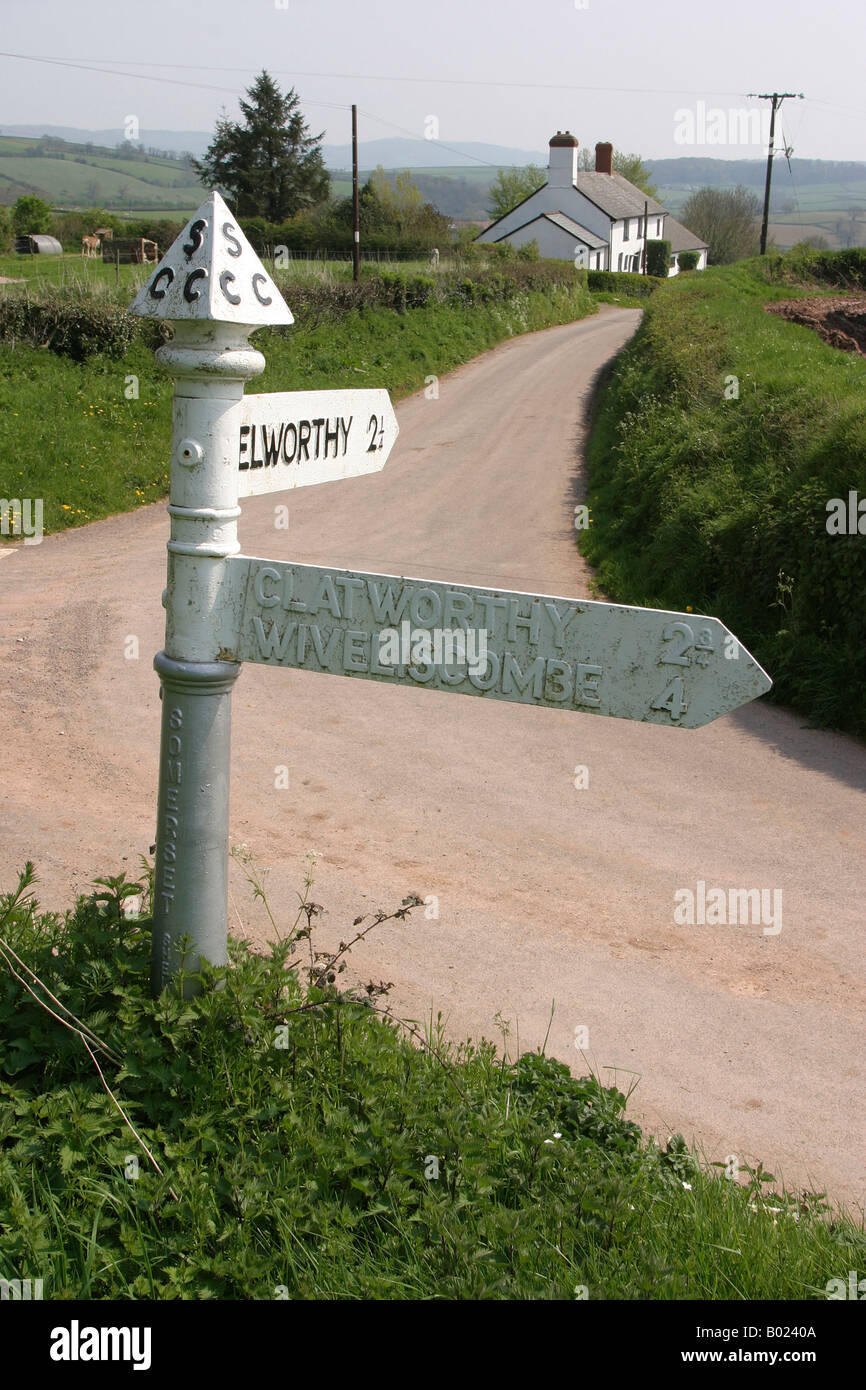 Somerset Lydeard St Lawrence Brompton Ralph Somerset CC road sign Stock ...