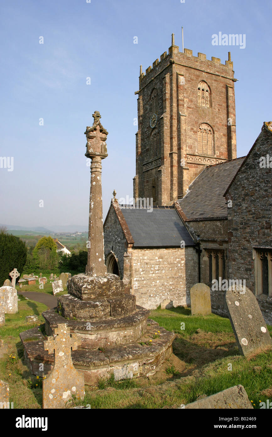Somerset Old Cleeve church churchyard cross Stock Photo - Alamy