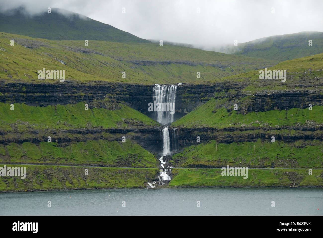 Fossdalur waterfall, the highest waterfall in the Faroe Islands Stock ...