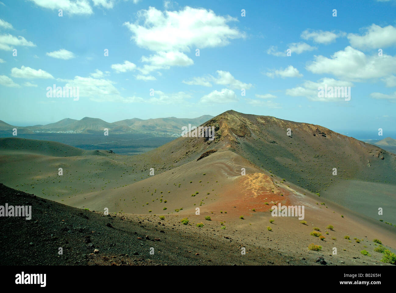 Volcanoes in the Timanfaya National Park of Lanzarote in the Canary ...