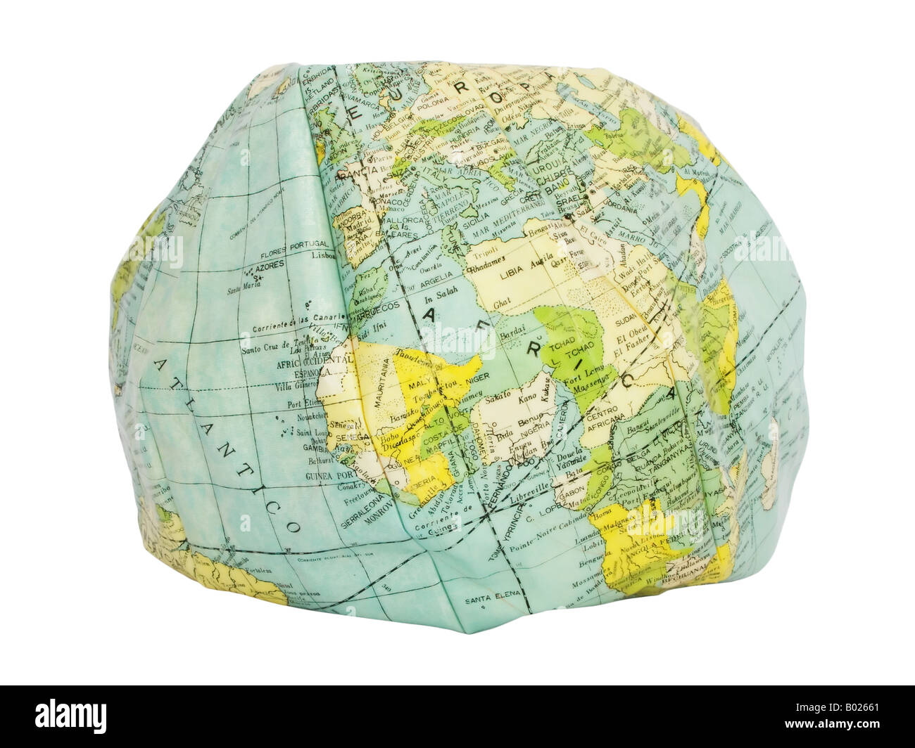 Europe and Africa. Deflated earth globe. Environmental damage Stock ...