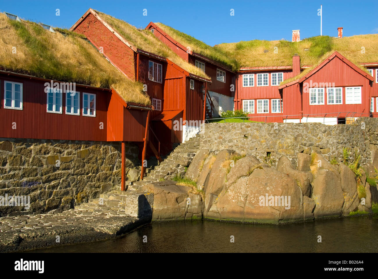 Wooden buildings in the old town of Tinganes, Torshavn, Faroe Islands ...