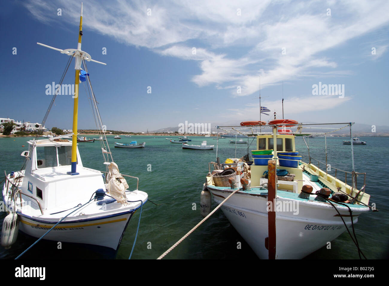 View of the main harbour Antiparos, the Cyclades, Greece Stock Photo ...
