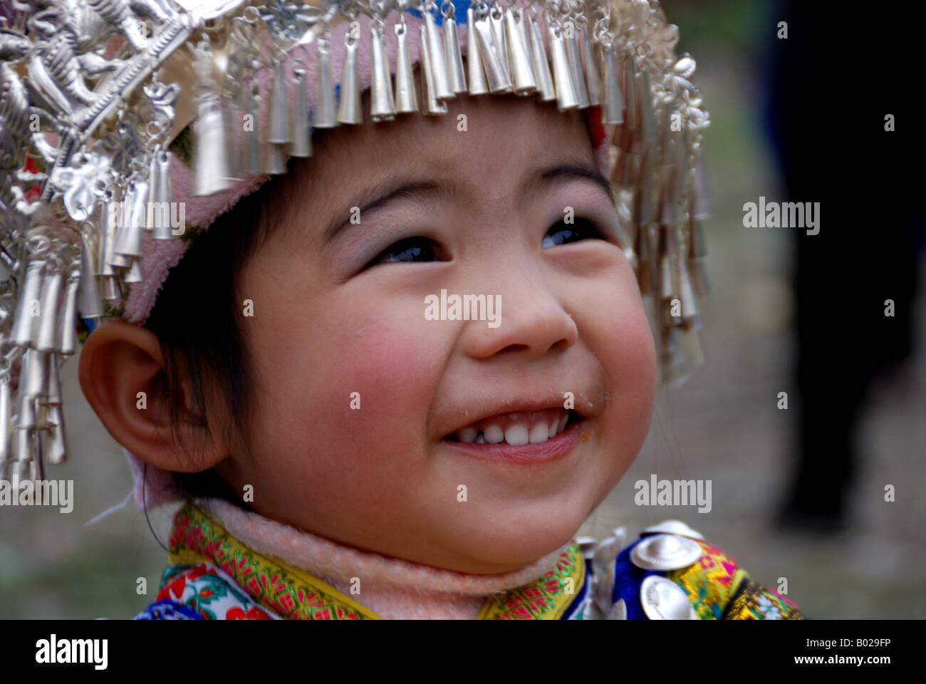 Chinese miao Minority traditional dance festival a girl have ...