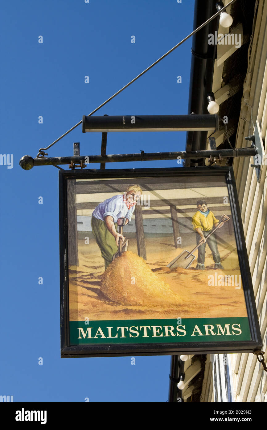The ^Maltsters Arms public house sign, Abridge, Essex, UK Stock Photo ...