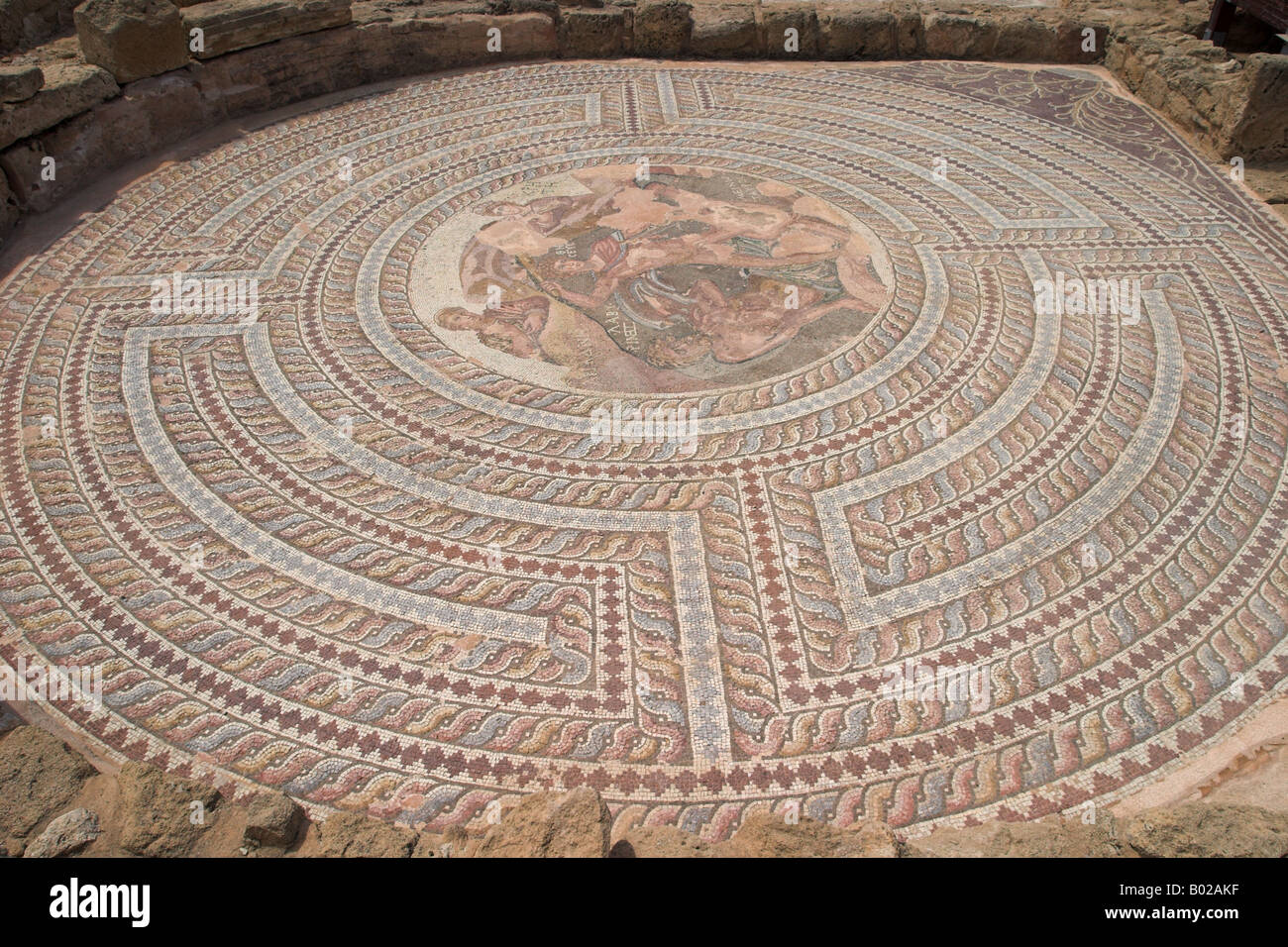 Theseus and the Minotaur Mosaic, Paphos Archaeological Park, Cyprus. A ...